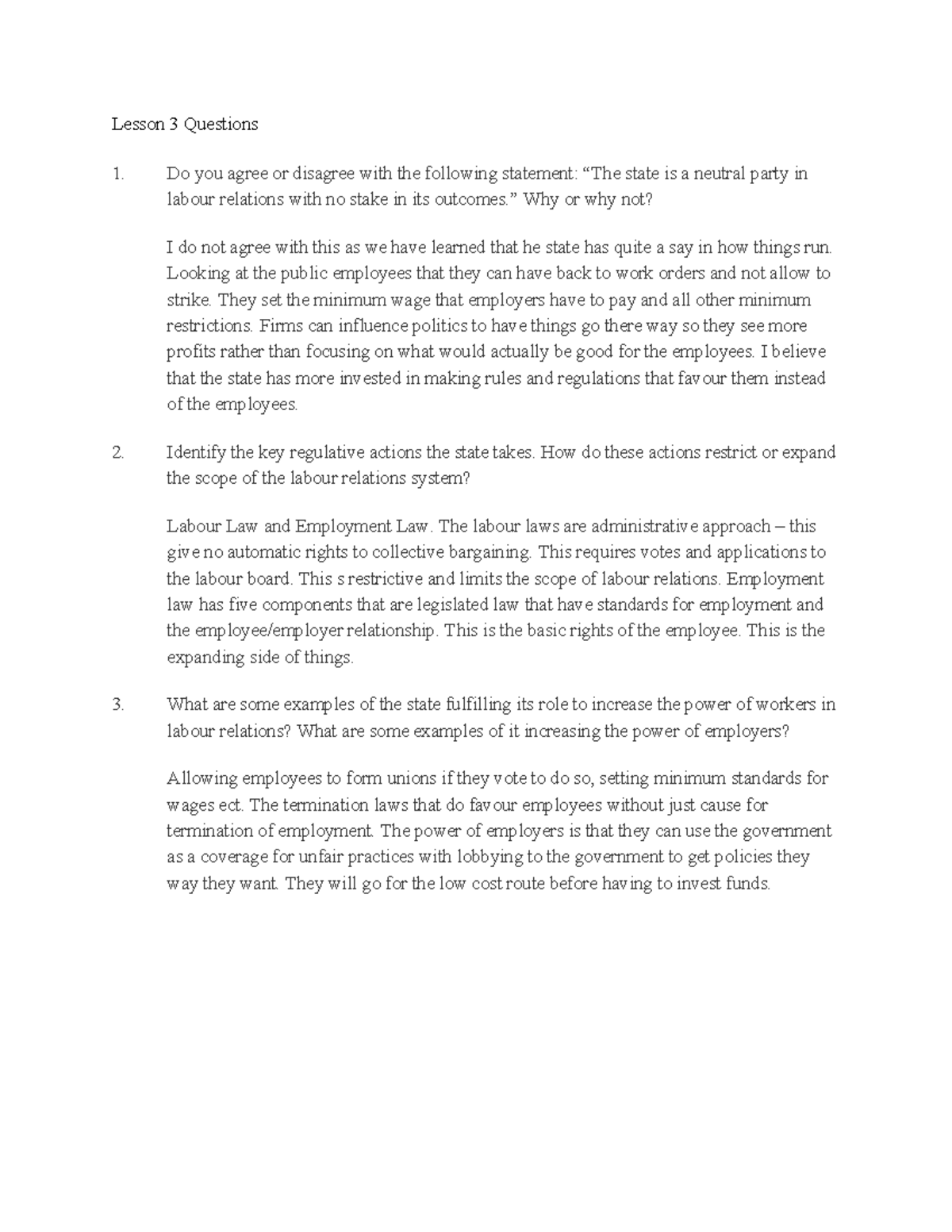 Lession 3 Questions - Lesson 3 Questions Do you agree or disagree with ...