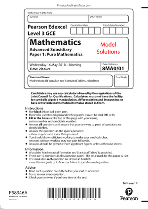 Pearson Edexcel A Level GCE in Mathematics Formulae Book - Pearson ...