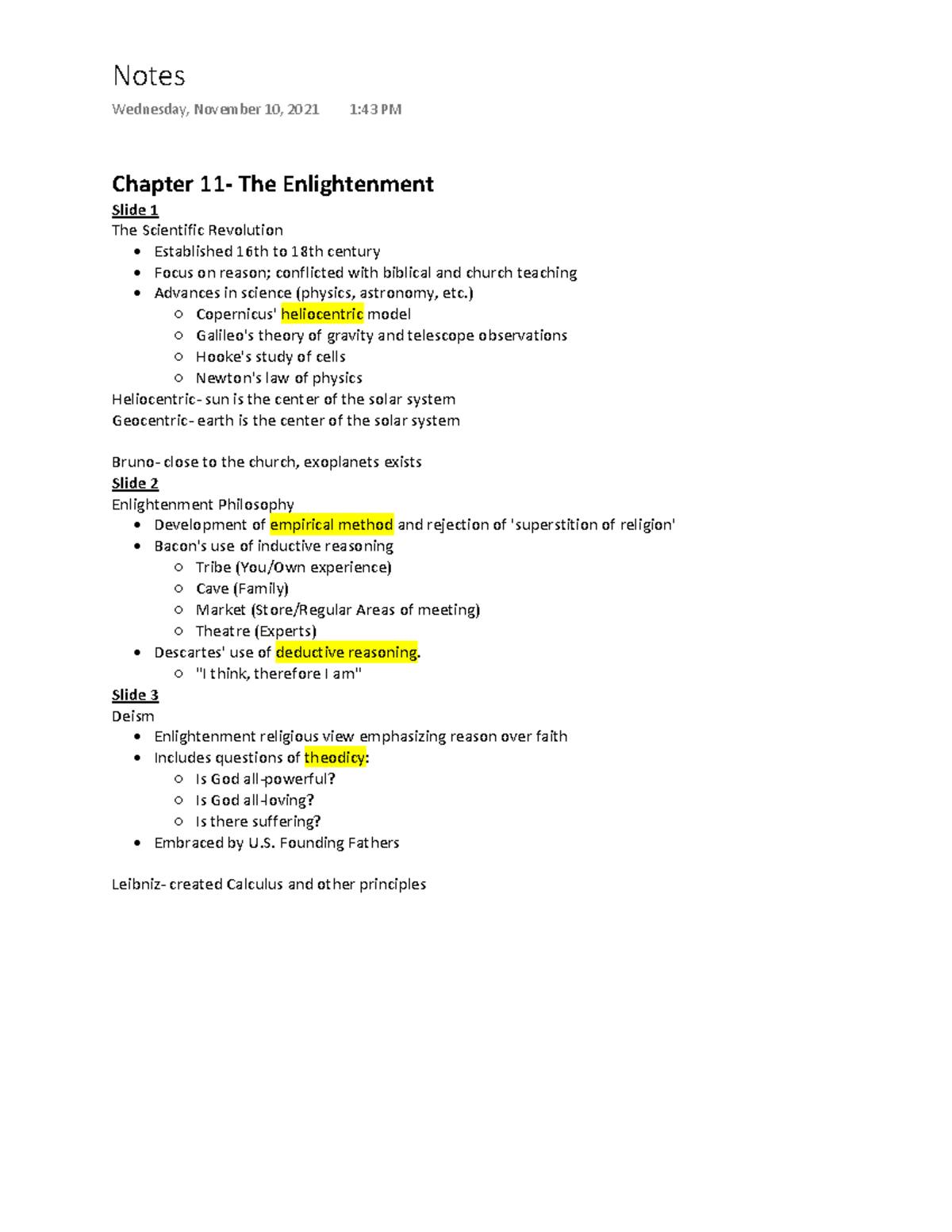 Chapter 11 - The Enlightenment Lecture Notes - ŚĂƉƚĞƌ ϭϭͲ dŚĞ ...