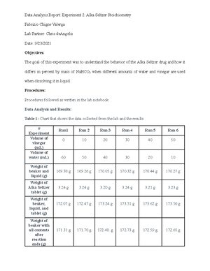 Acid and Base Lab Report - Andres 1 Acid and Bases Lab Peter Andres ...