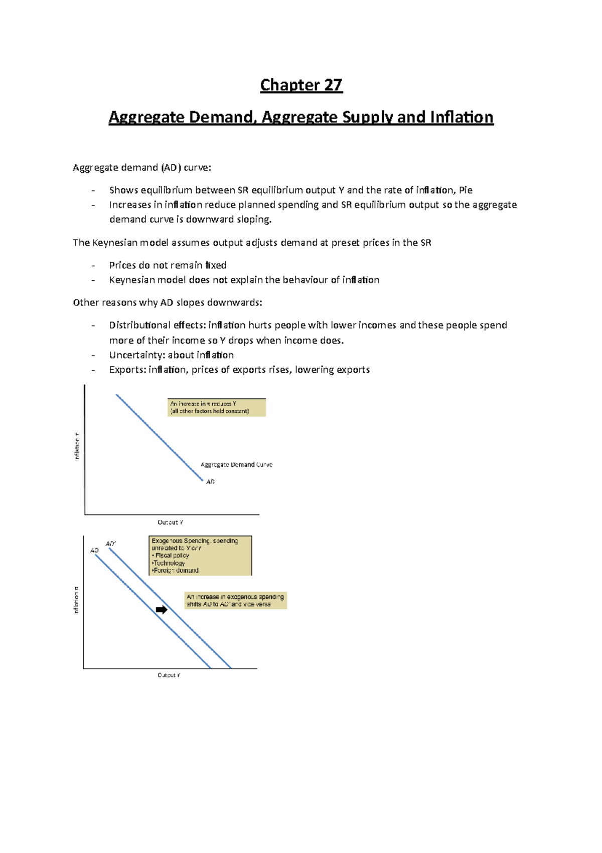 Chapter 27- Aggregate Demand, Aggreagte Supply and Inflation - Chapter ...