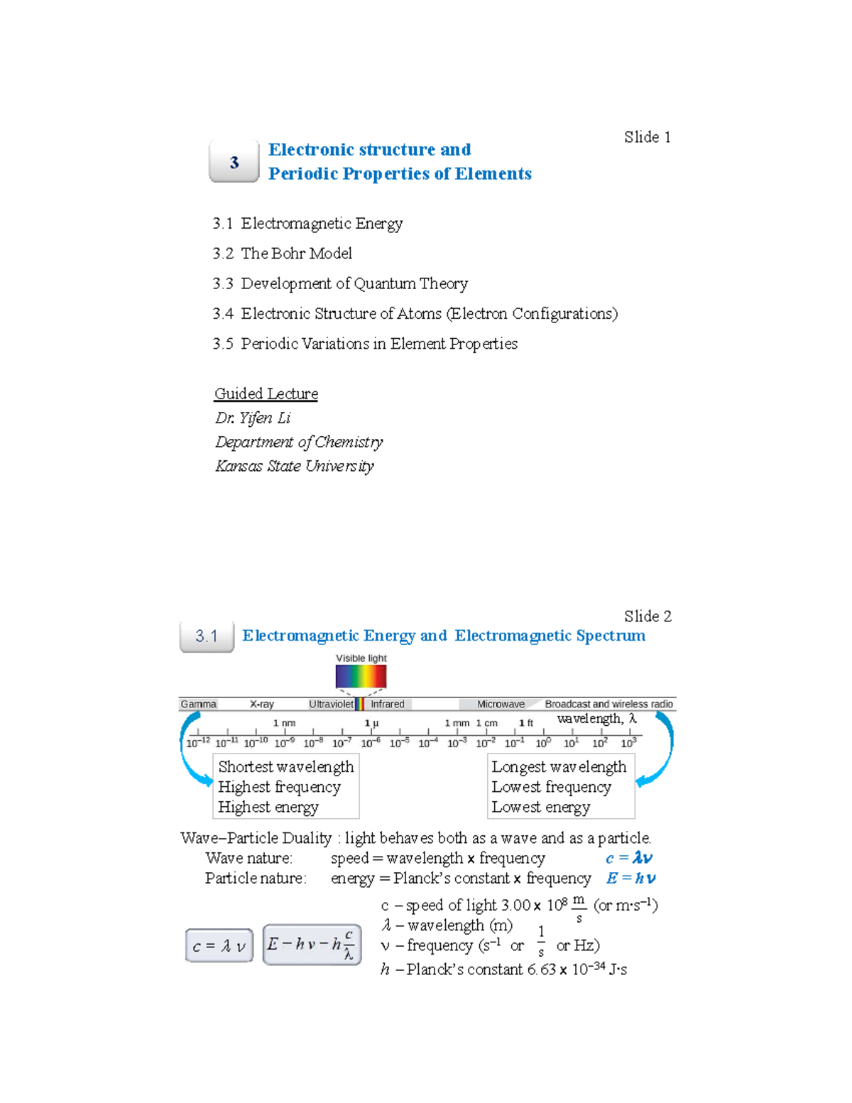 Li's Ch3 Notes - Nothing - Electronic structure and Periodic Properties ...