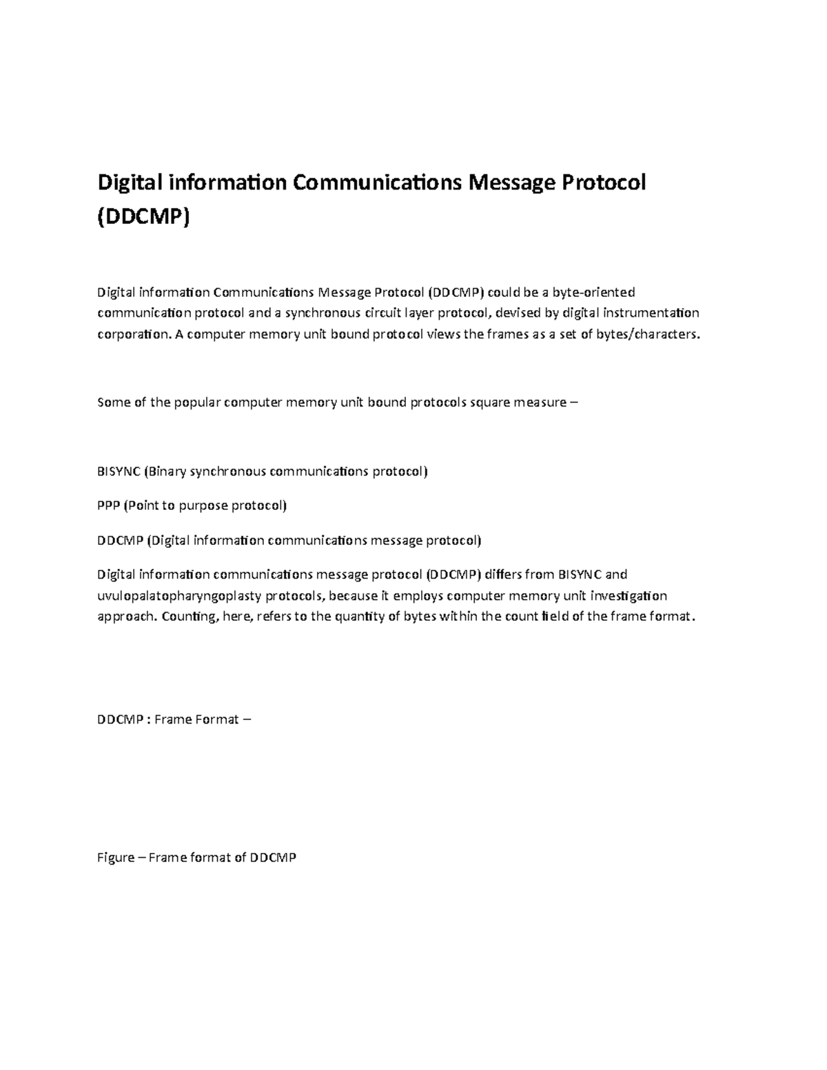 Digital information Communications Message Protocol ( Ddcmp) - Digital information ...