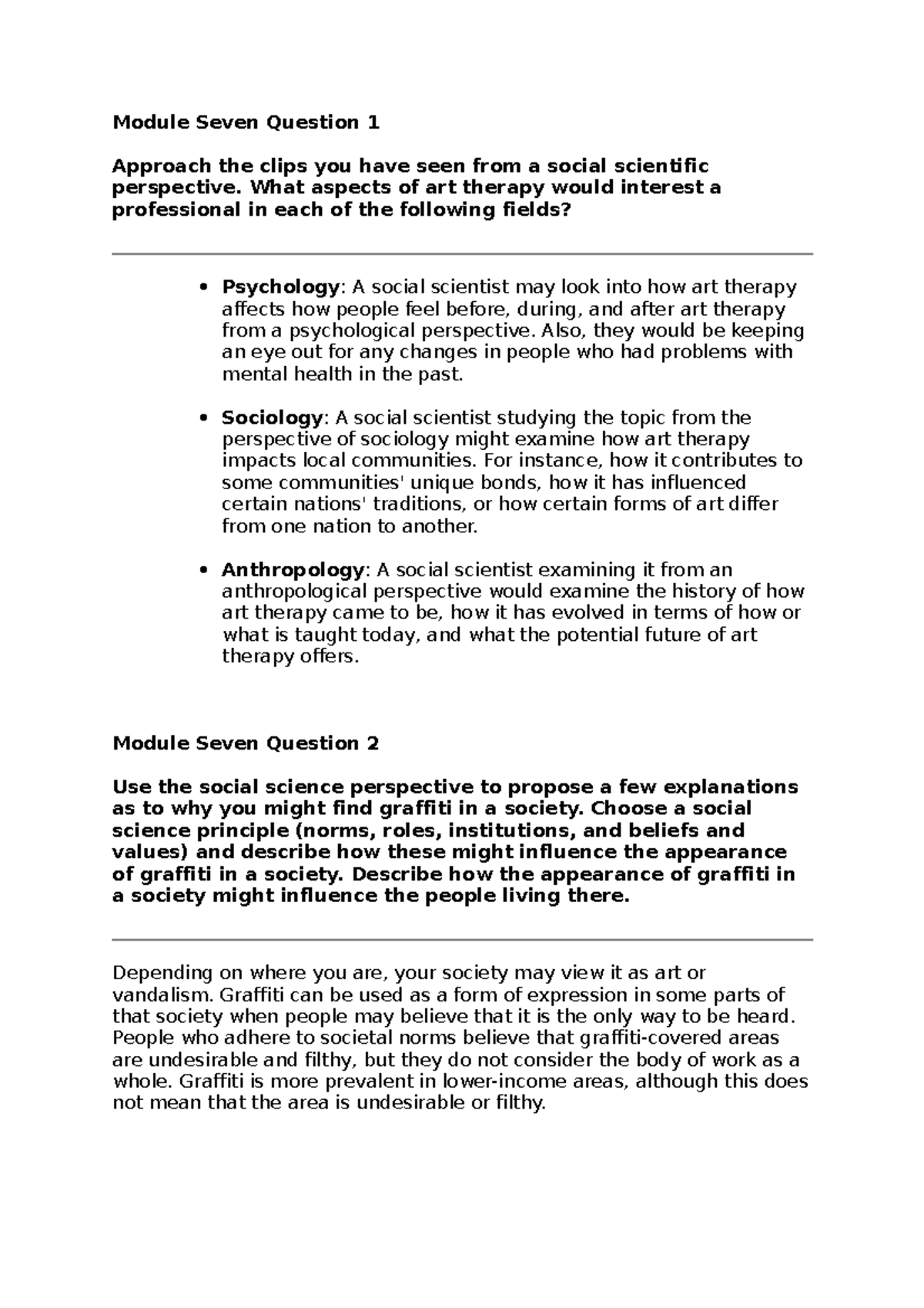 SCS 200 7 Short Responses - Module Seven Question 1 Approach the clips ...