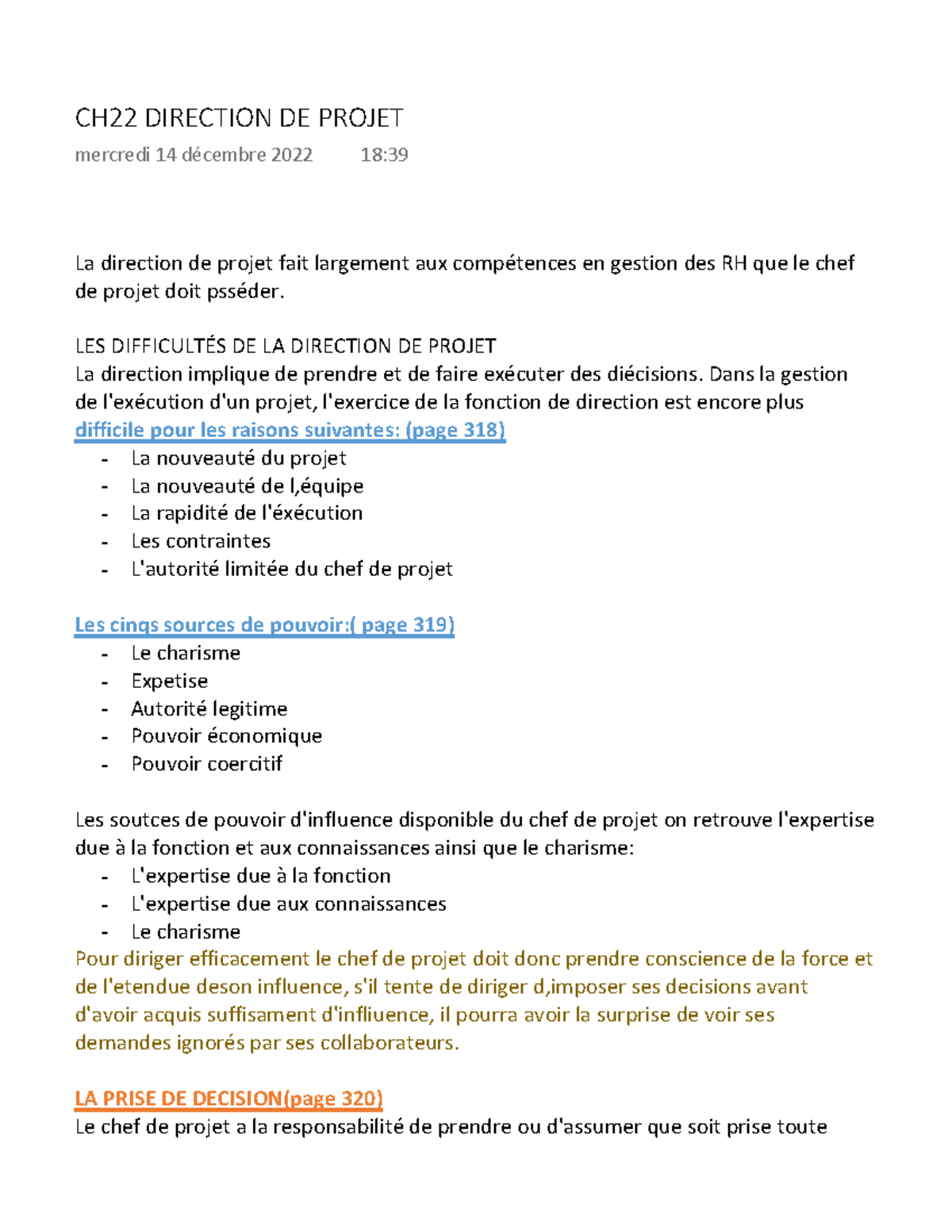 CH22 Direction DE Projet - La direction de projet fait largement aux ...