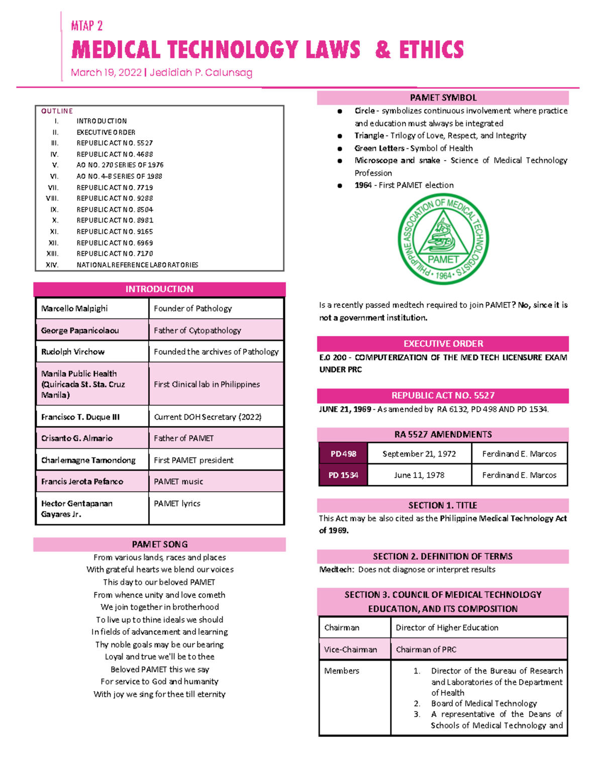 3-MTLB-Lab Man - NONE - MTAP 2 MEDICAL TECHNOLOGY LAWS & ETHICS March ...