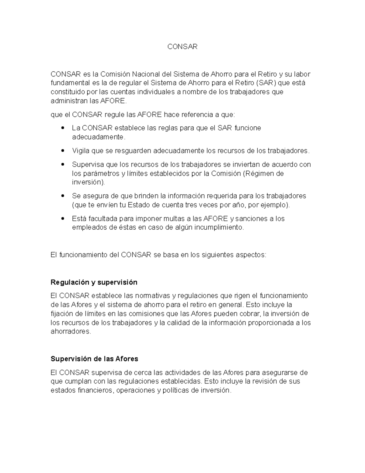 Funcionamiento del Consar - CONSAR CONSAR es la Comisión Nacional del ...