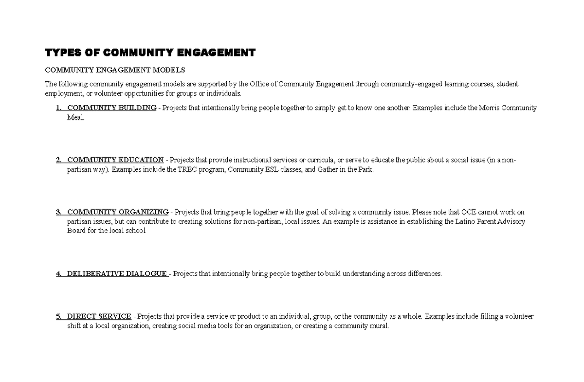 Types OF Community Engagement Jumbled Letters - TYPES OF COMMUNITY ...