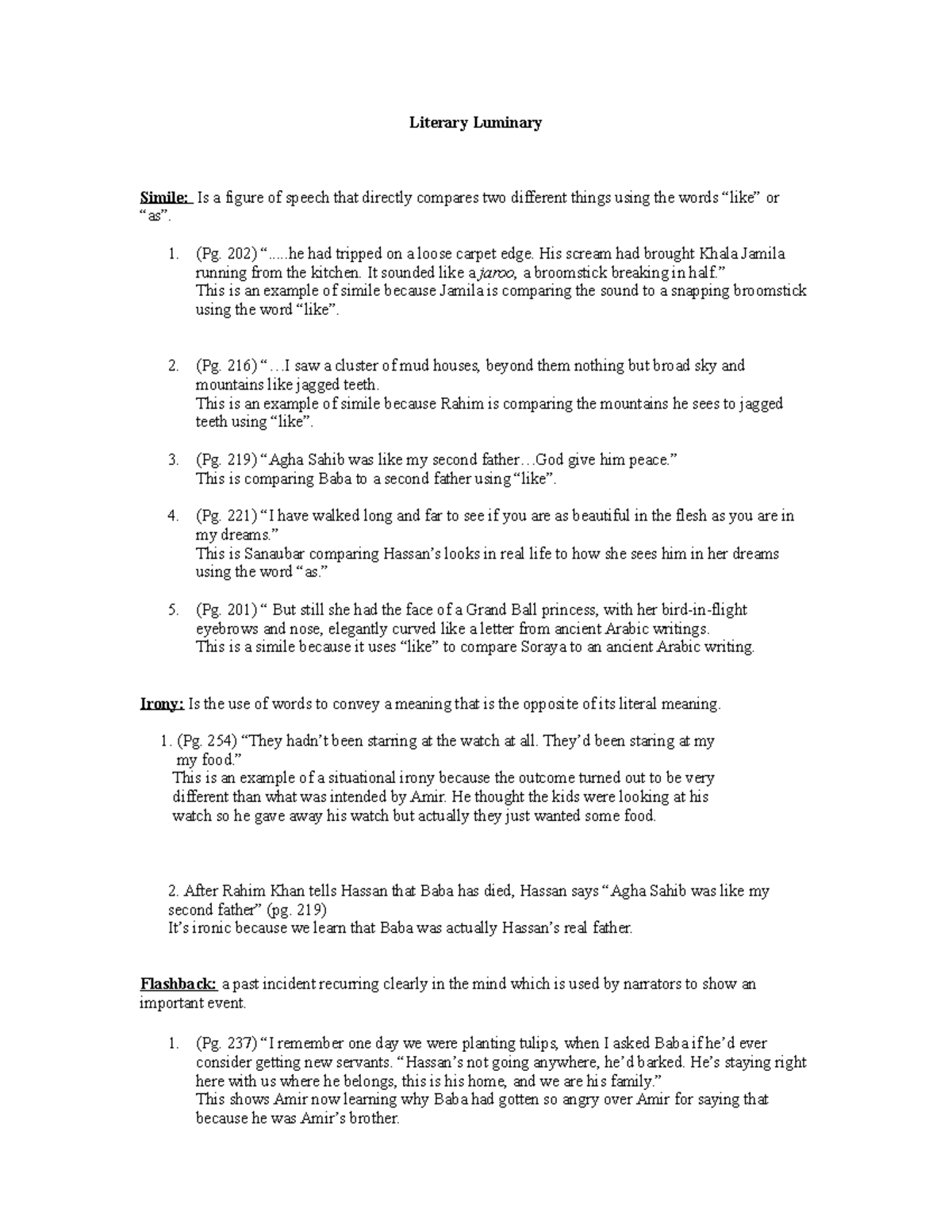 Literary Luminary - Study Guide - Literary Luminary Simile: Is a figure ...