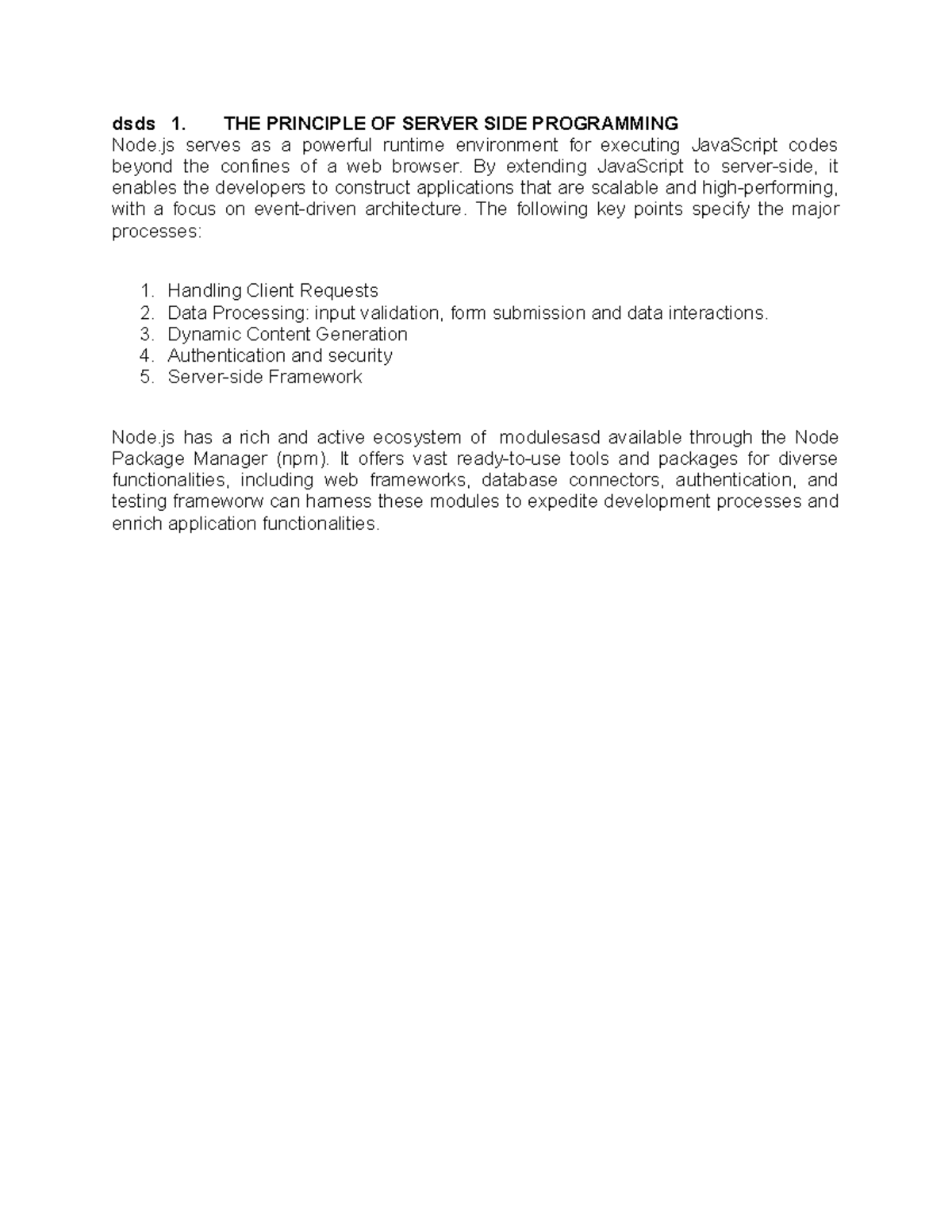 Dad - ewrwr - dsds 1. THE PRINCIPLE OF SERVER SIDE PROGRAMMING Node ...