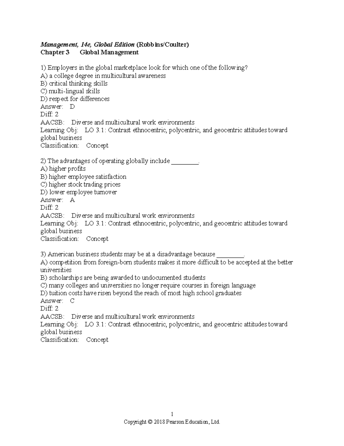 Chapter 3 - Business - 1 Management, 14e, Global Edition (Robbins ...