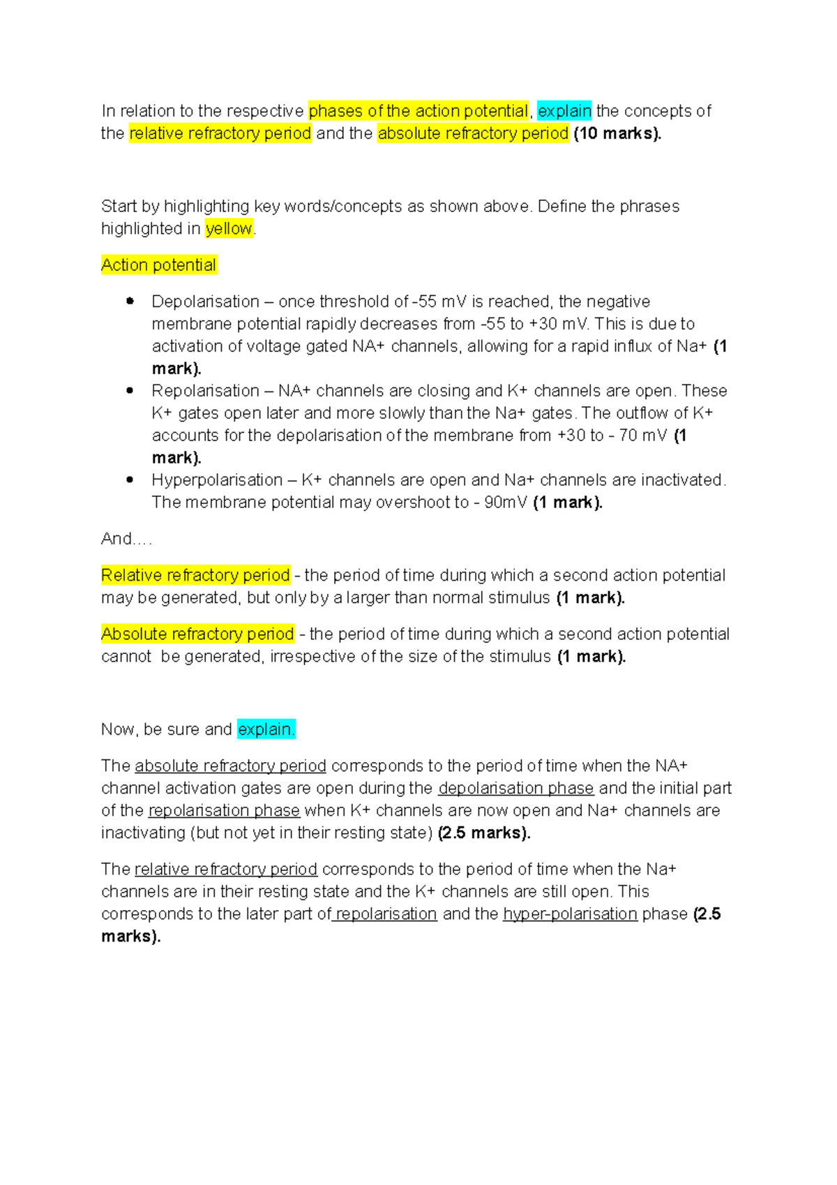 Sample AP Question - Model Answer - In relation to the respective ...