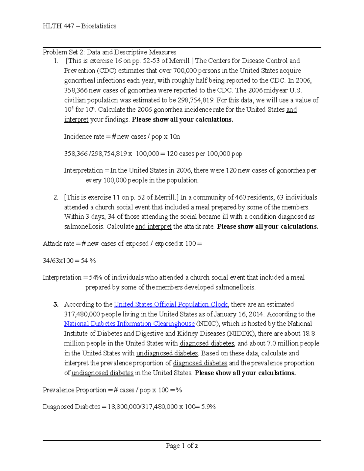 Biostatistics Problem Set #2 - [This is exercise 16 on pp. 52-53 of ...