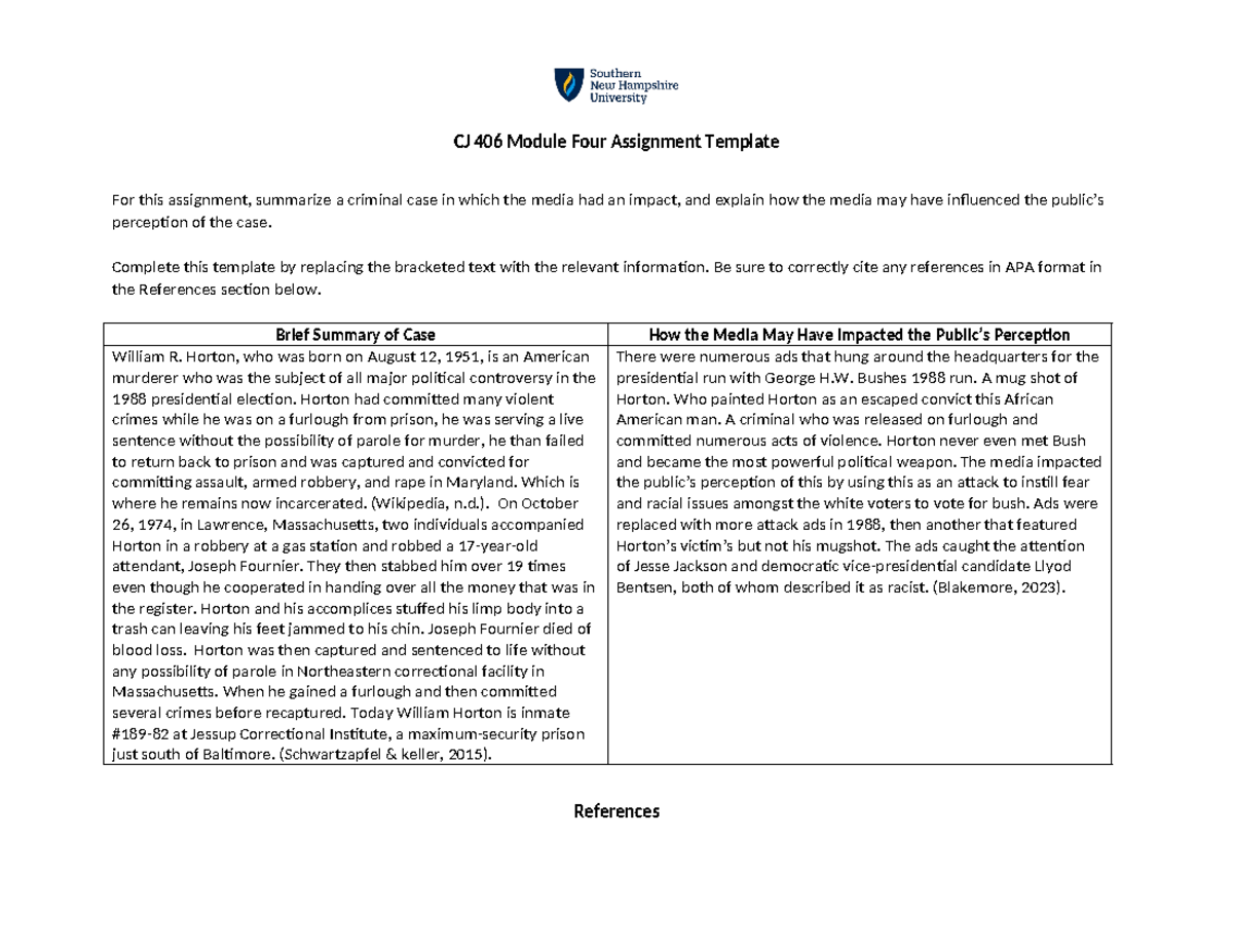 CJ 406 Module Four Assignment Template (4)7777 - CJ 406 Module Four ...