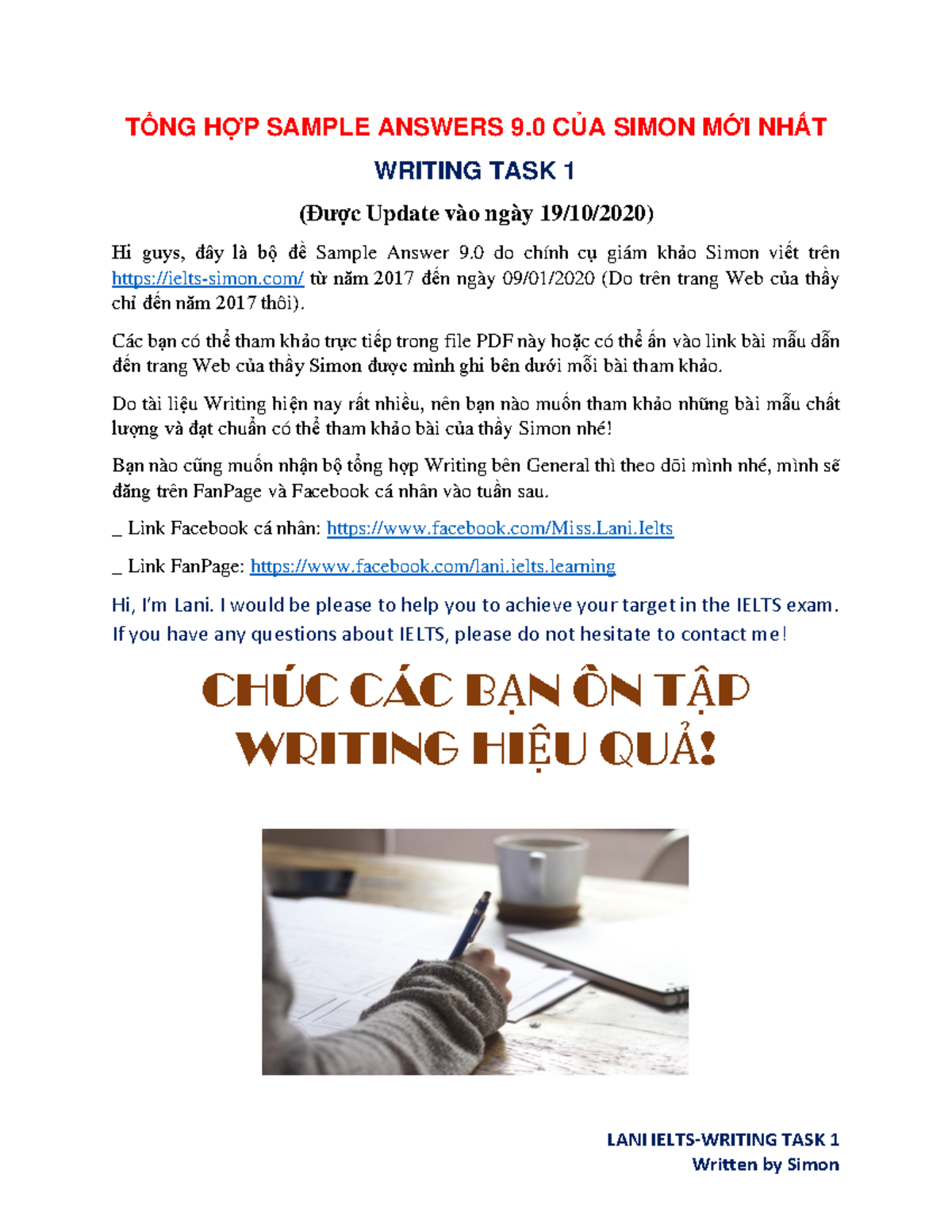 TỔNG HỢP Sample Answers Writing TASK 1 9.0 CỦA Simon MỚI NHẤT - LANI ...