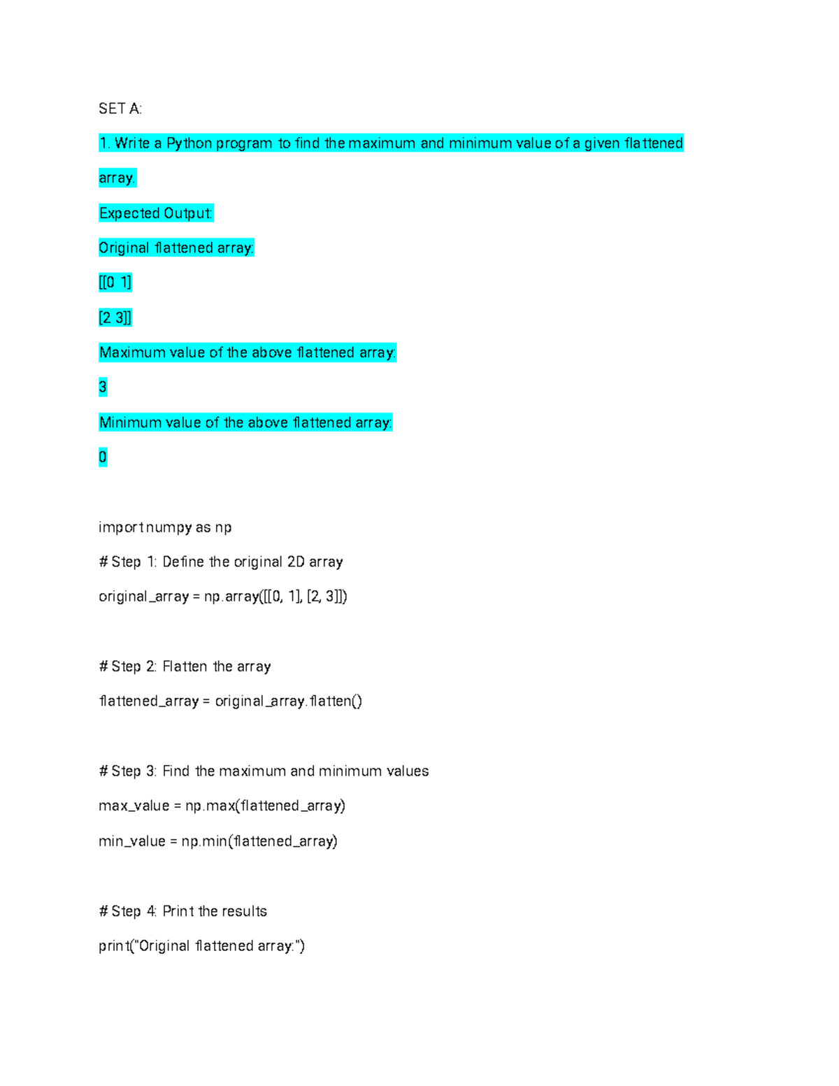 Data science assignment no 2 - SET A: Write a Python program to find ...