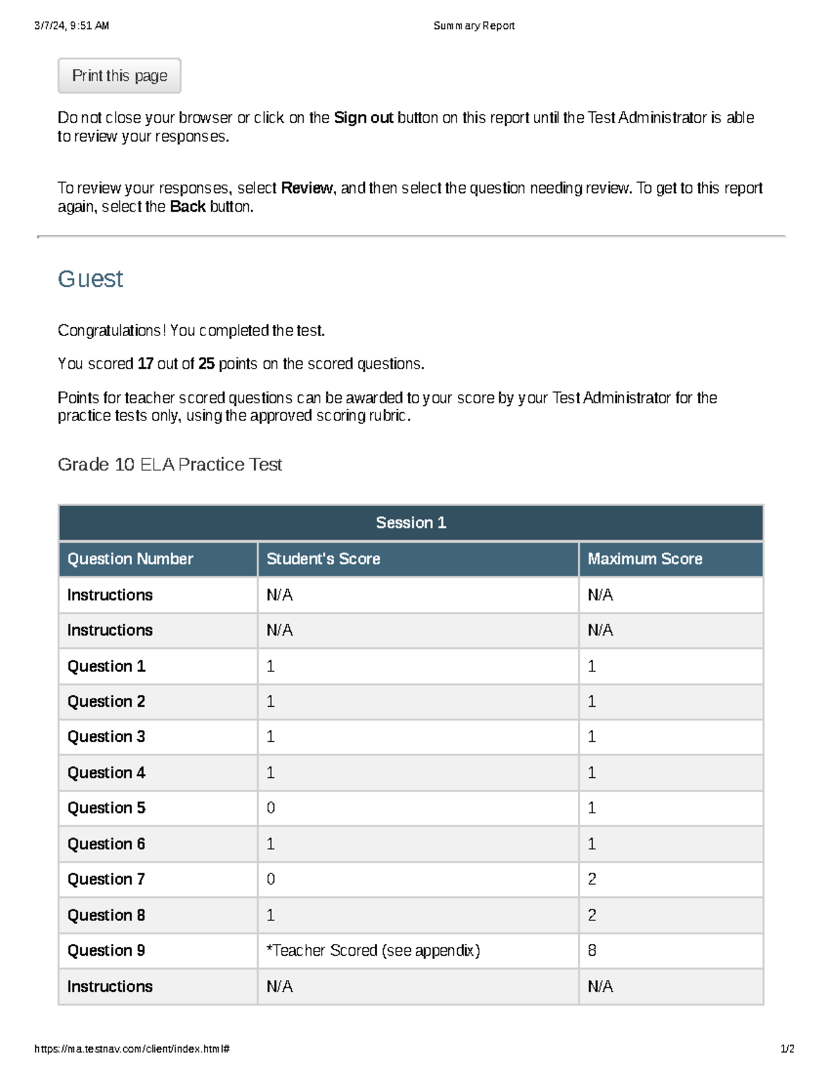 Summary Report - Test Nav - 3/7/24, 9:51 AM Summary Report ma.testnav ...