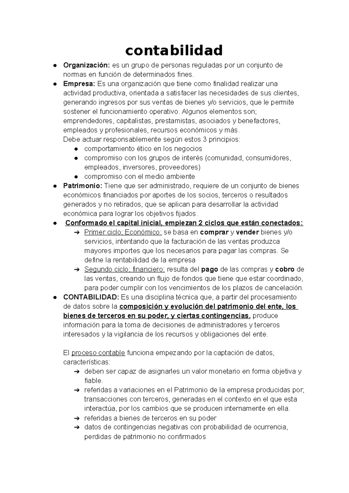 Resumen conta - contabilidad Organización: es un grupo de personas reguladas por un conjunto de ...