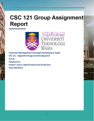 Group 3 Project Progress Report final - OBJECT ORIENTED PROGRAMMING (CSC186) GROUP PROJECT ...