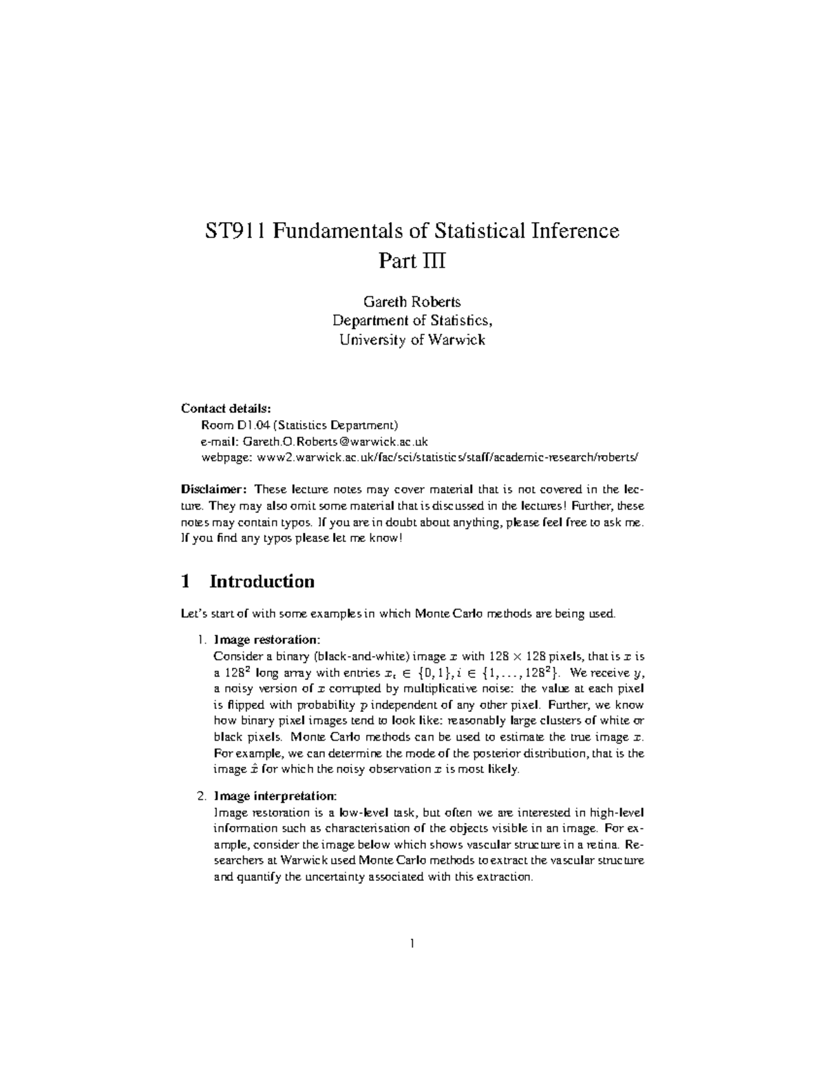 ST911 2012-2013 Notes Part III - ST911 Fundamentals of Statistical ...