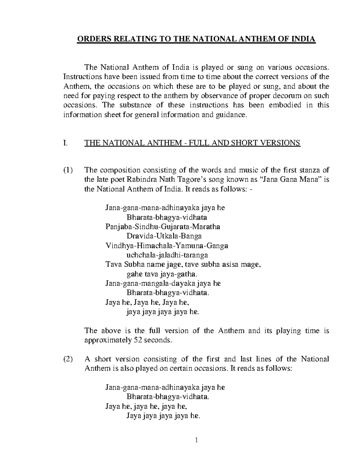 National Anthem(E) 2 - Rules - ORDERS RELATING TO THE NATIONAL ANTHEM ...