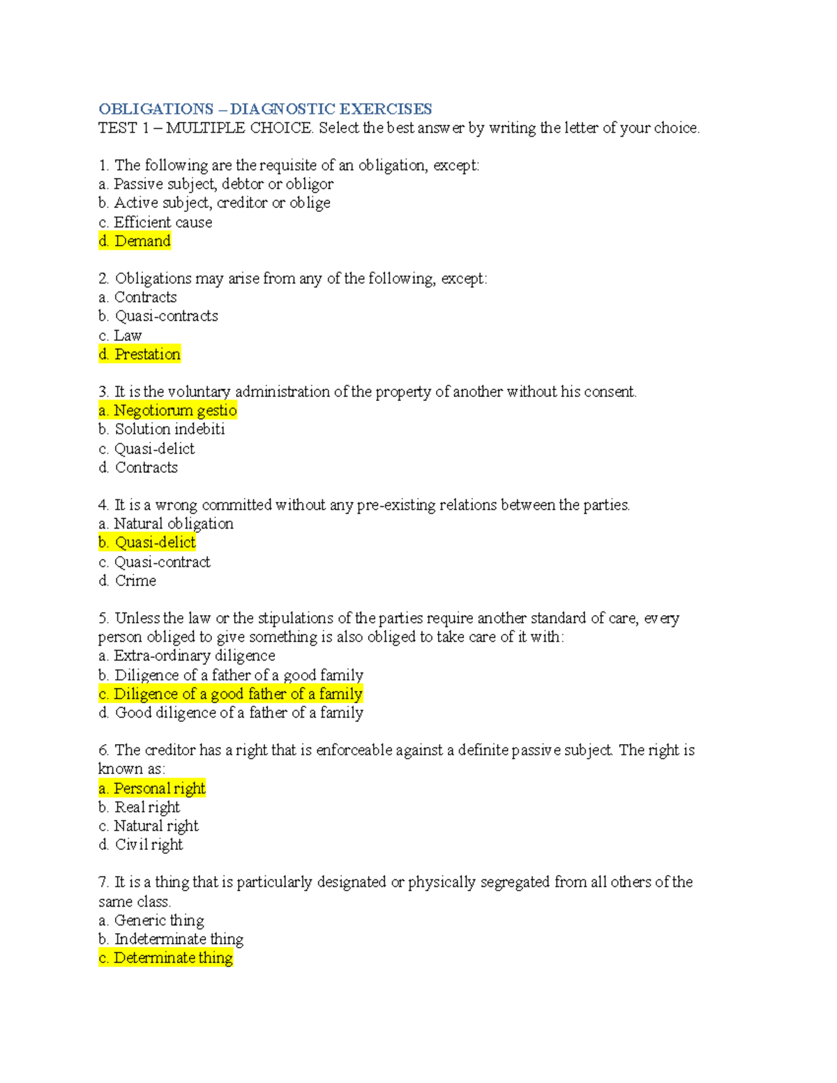 Obligations-diagnostic-test - OBLIGATIONS – DIAGNOSTIC EXERCISES TEST 1 ...