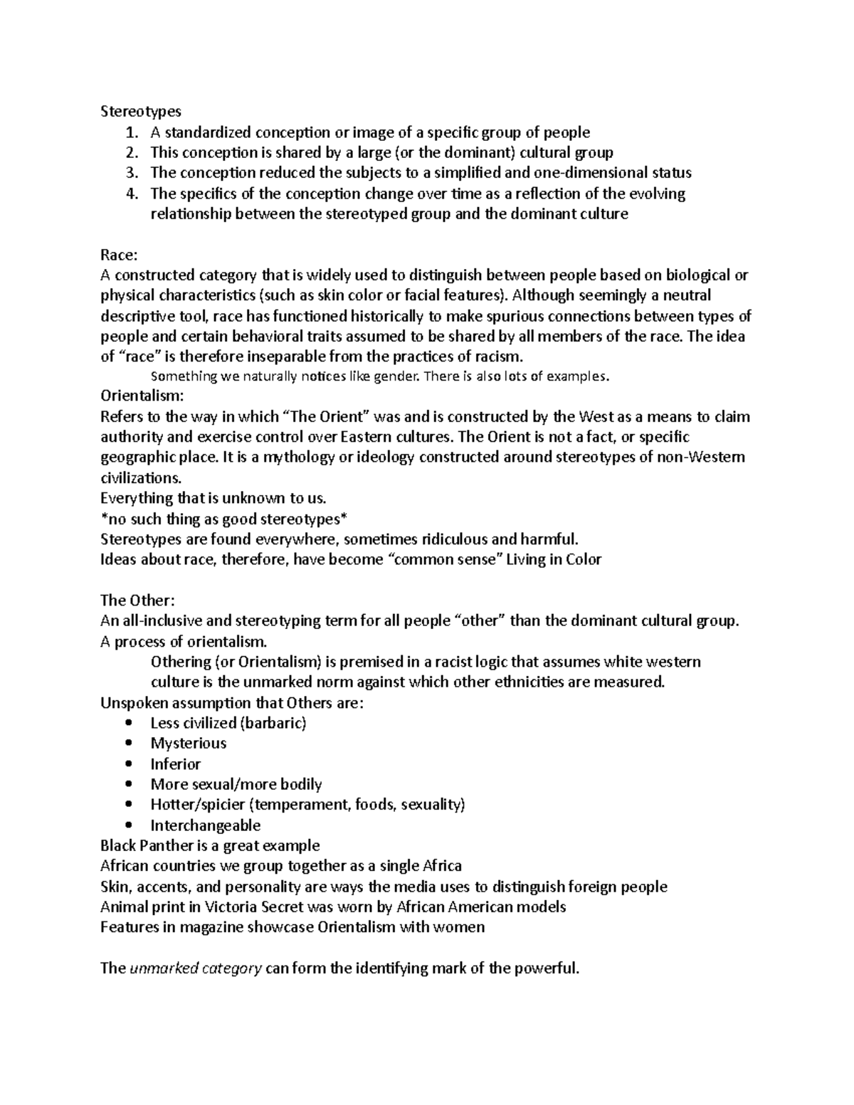 Stereotypes - Contains examples and all information on slides ...