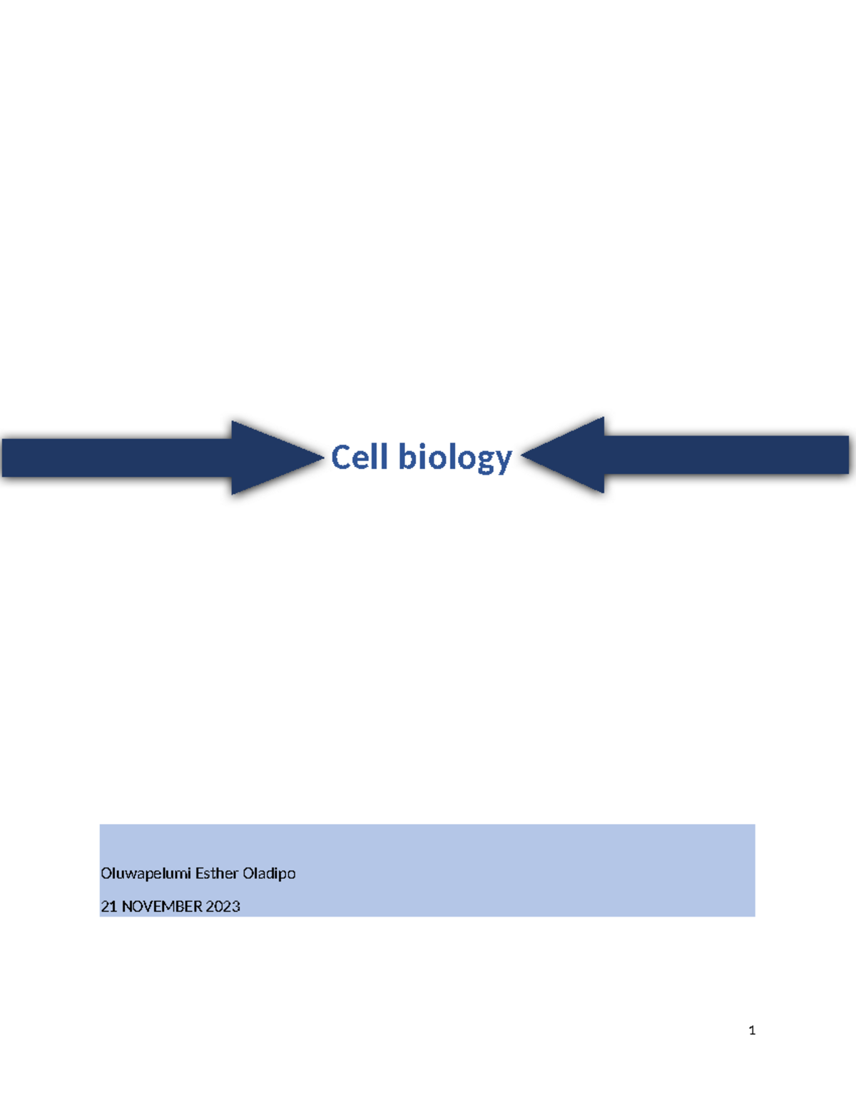 Cell Biology Unit 5 - Cell biology Oluwapelumi Esther Oladipo 21 ...