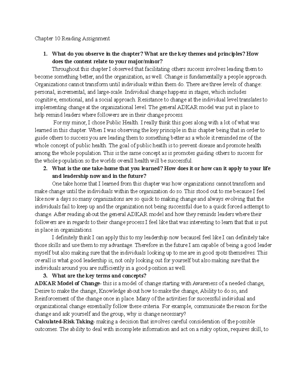 5 1 LEAD Reading - cimm - Chapter 10 Reading Assignment 1. What do you observe in the chapter ...