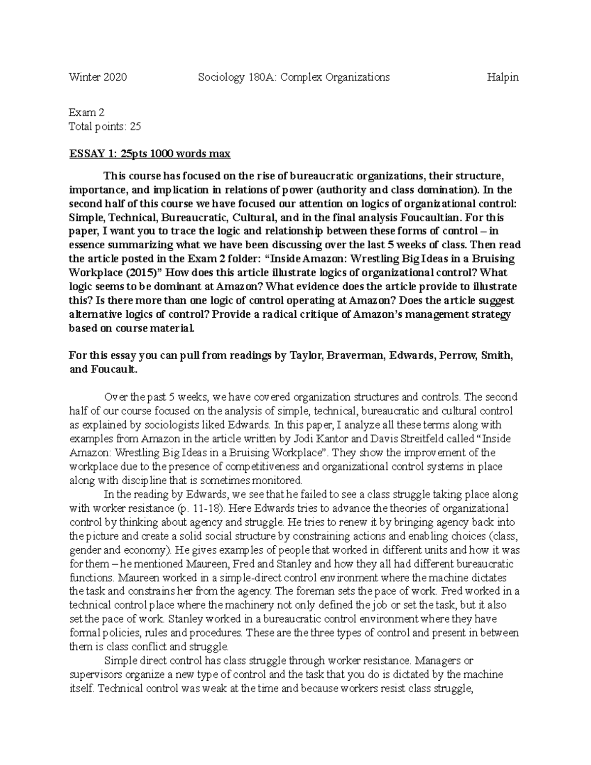 Exam 2 - These are lecture notes from the class taught by Prof Brian ...