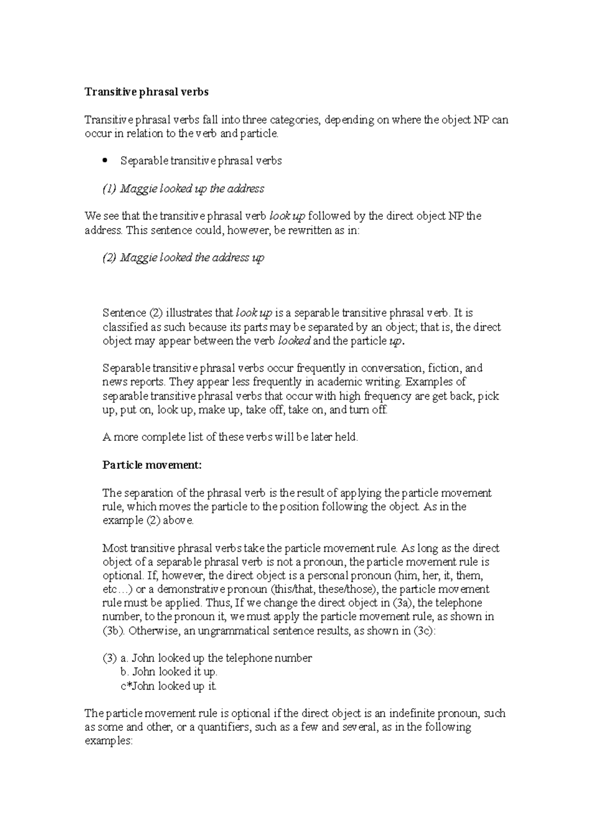 Transitive phrasal verbs - Transitive phrasal verbs Transitive phrasal ...