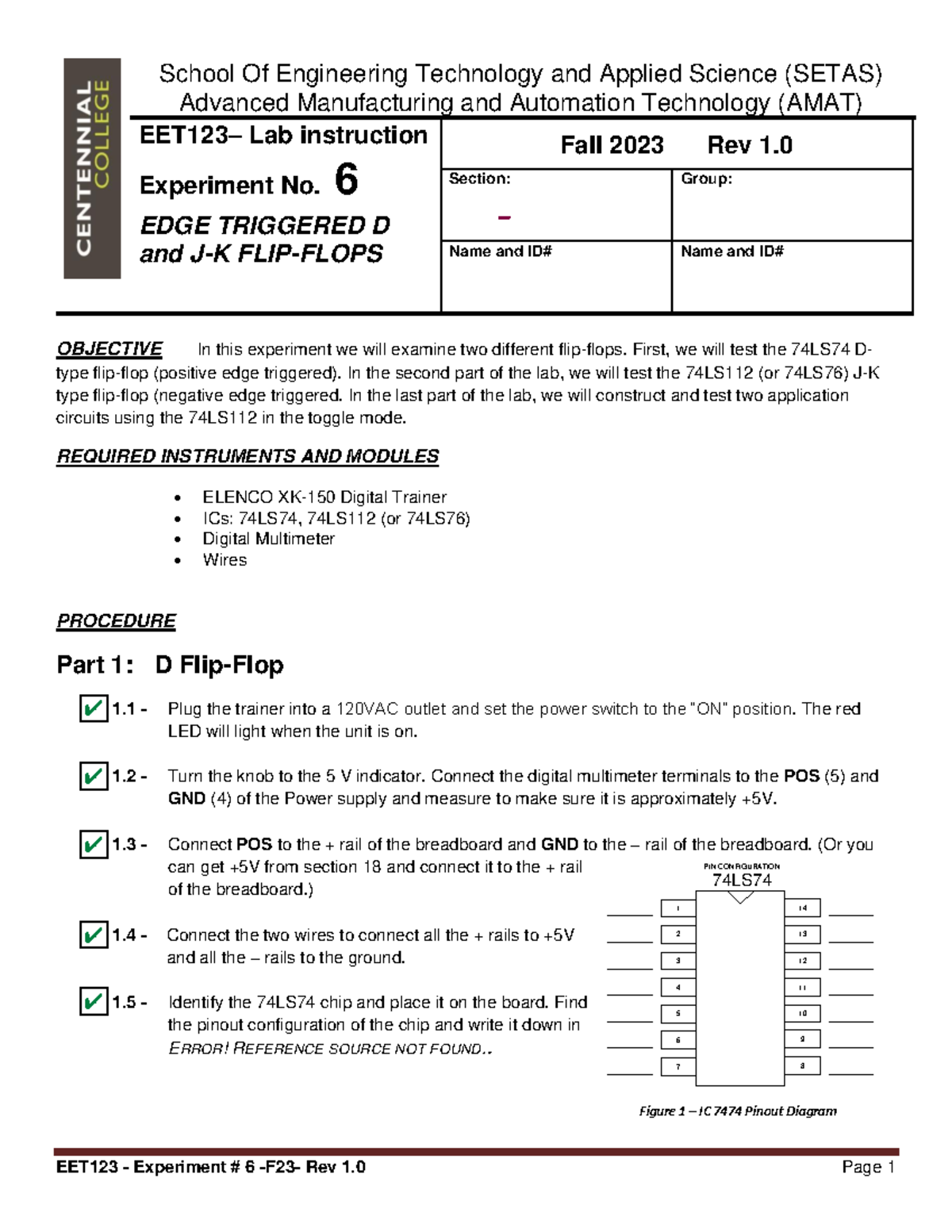 Eet123 Lab 6 Done Eet Objective In This Experiment We Will Examine Two Different Flip Flops