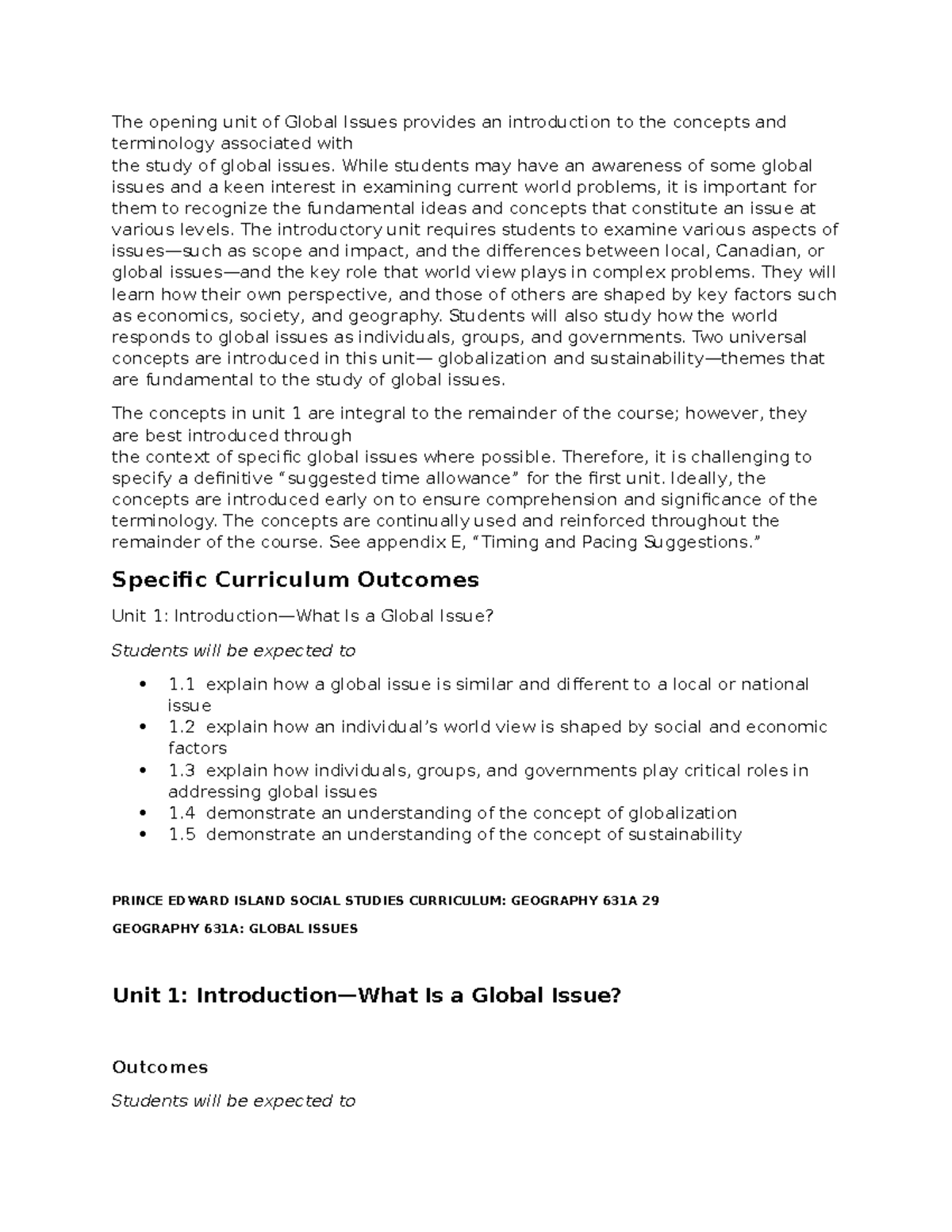 Global issues notes 3 - The opening unit of Global Issues provides an ...