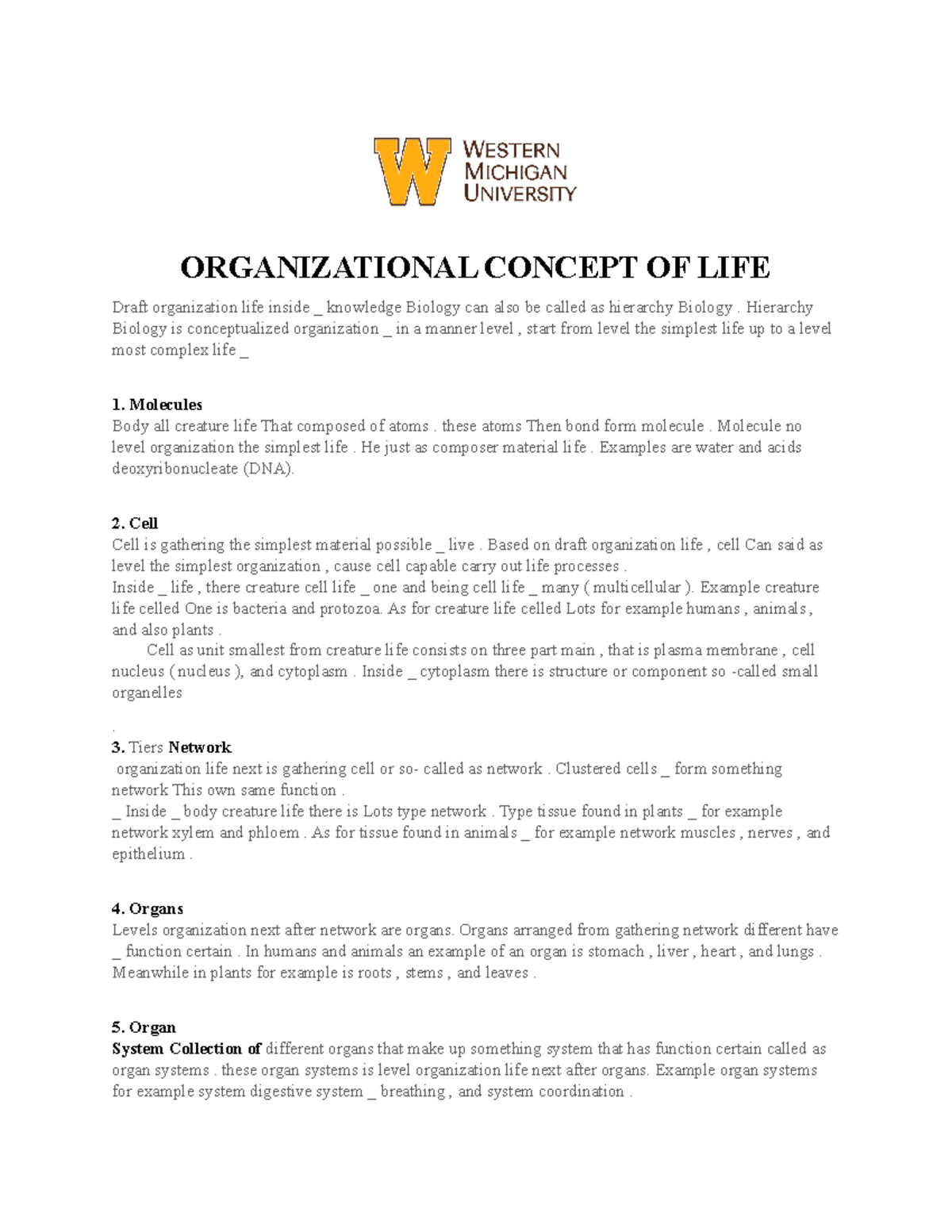 Konsep Organisasi Kehidupan - ORGANIZATIONAL CONCEPT OF LIFE Draft ...