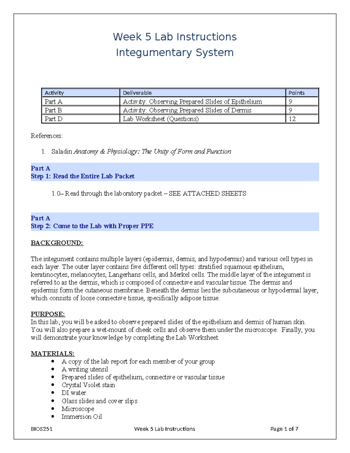 BIO251-Week 5 Lab Instructions SEPT-2023 - Week 5 Lab Instructions ...