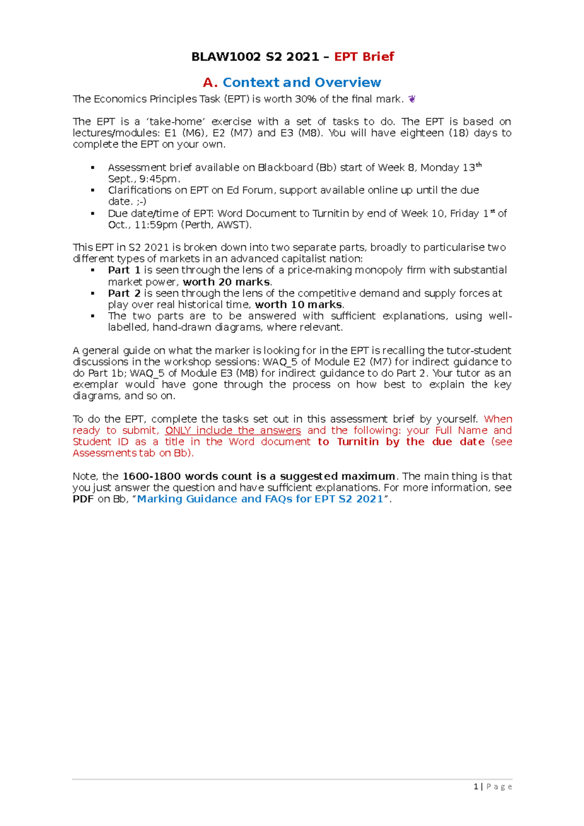 BLAW1002 S2 2021 – EPT BriefThe Economics Principles Task (EPT) is ...