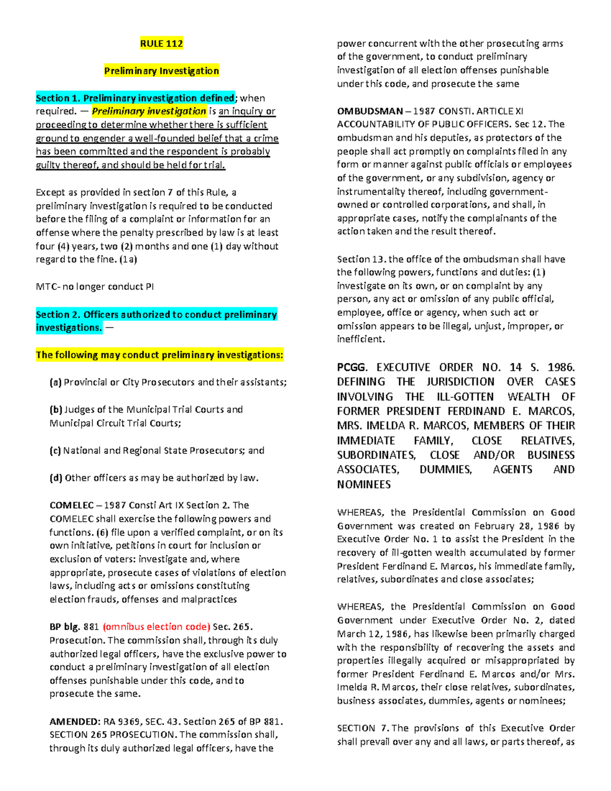 RULE-112-113 - RULE 112 Preliminary Investigation Section 1 ...