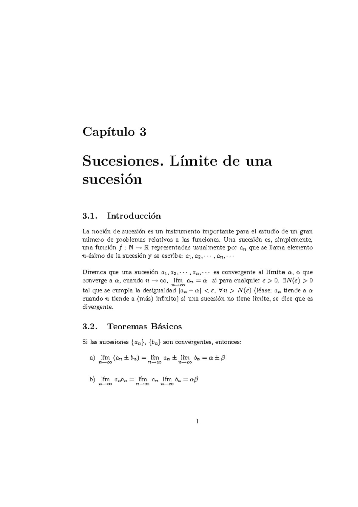 Cap3 - apuntes calculo 1 - Cap ́ıtulo 3 Sucesiones. L ́ımite de una ...