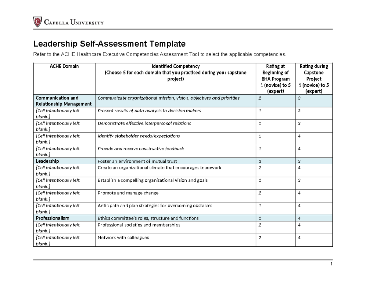 BHA-FPX-4020-Leadership self assessment #5 - Leadership Self-Assessment ...