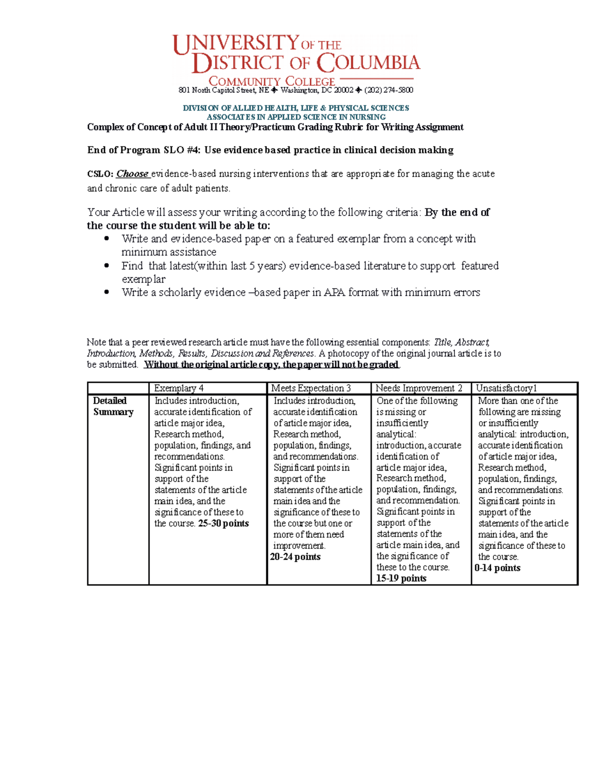 Article Grading rubic - Case Study - 801 North Capitol Street, NE ...