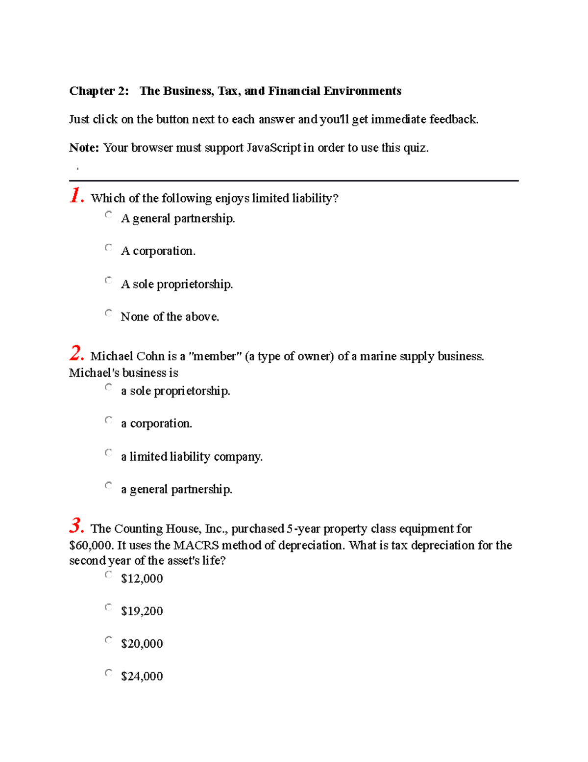 F3 - fdfdsfsfdsf - Chapter 2: The Business, Tax, and Financial ...