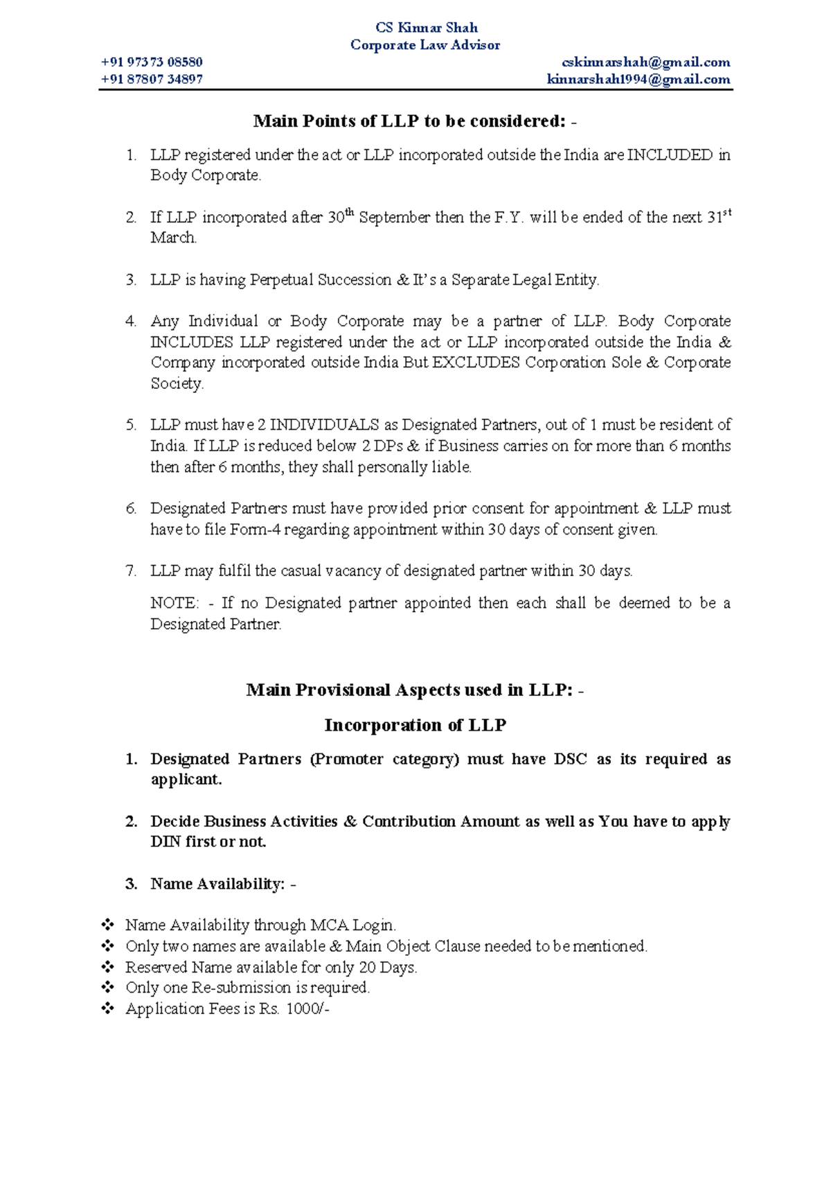 LLP pocket boo - Dr Vishal Sharma - Corporate Law Advisor +91 97373 ...