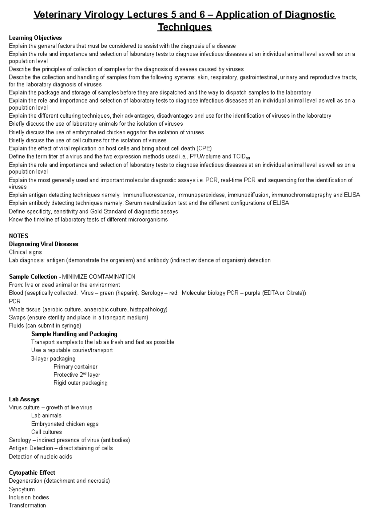 Veterinary Virology Lecture 5 and 6 – Application of Diagnostic ...