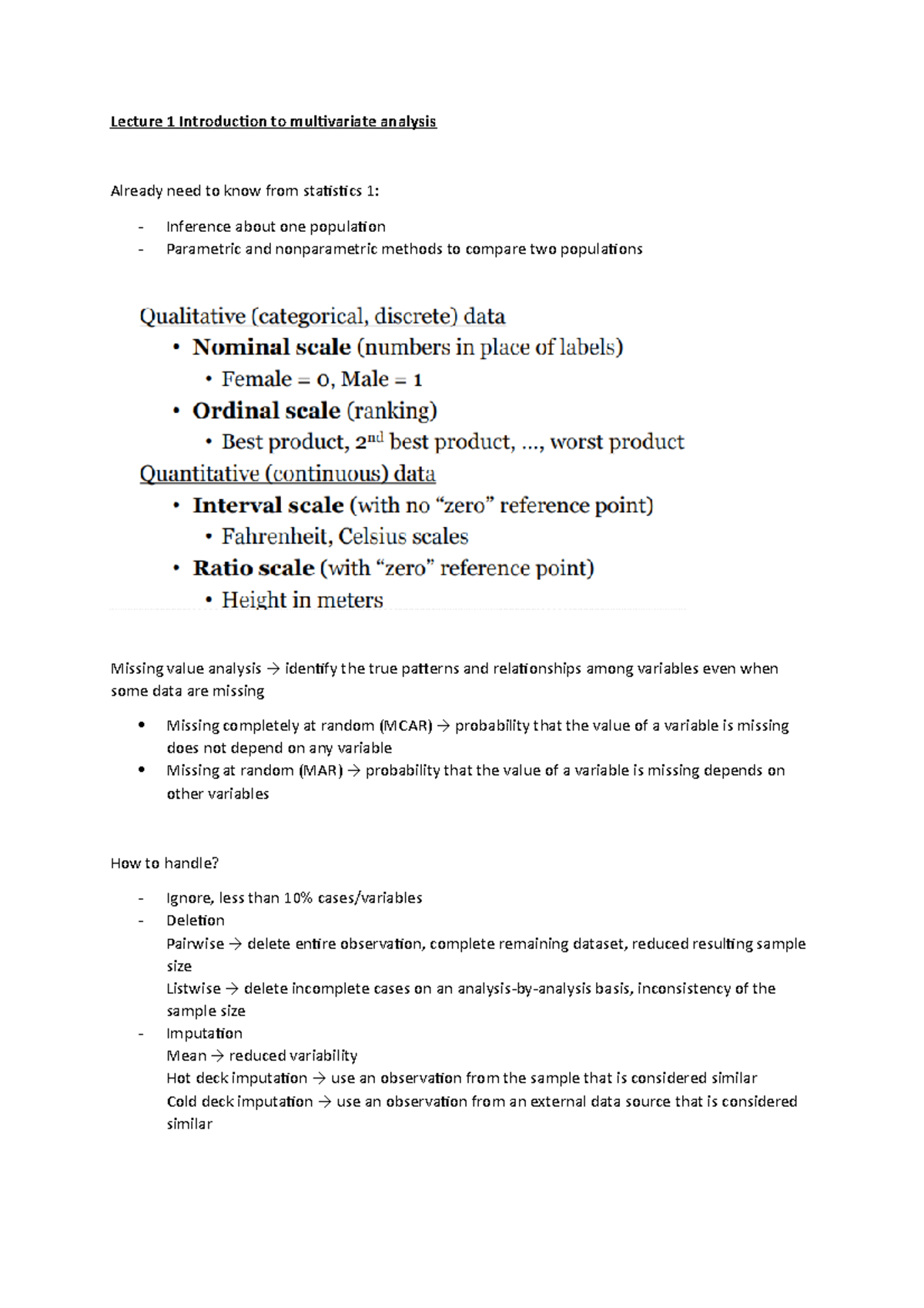 Statistics Lectures Lecture 1 Introduction To Multivariate Analysis Already Need To Know From