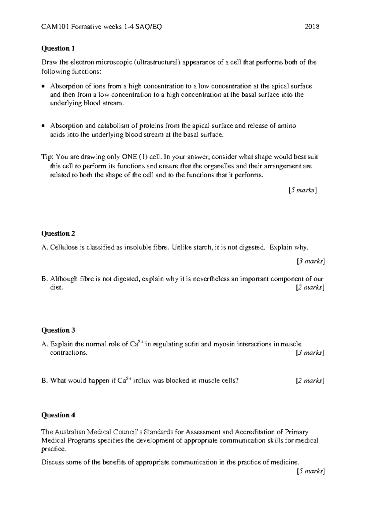 Sample/practice exam 23 March 2018, questions and answers - CAM101 ...