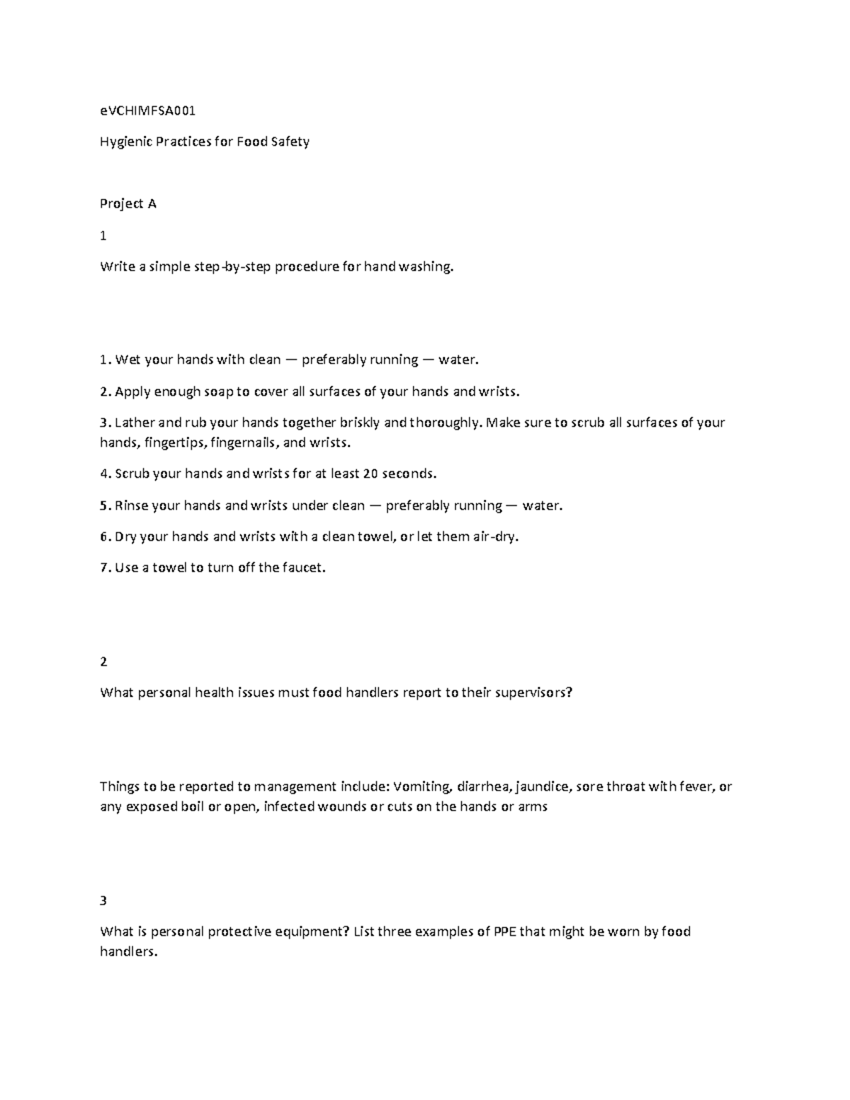 E Vchimfsa 001 project - eVCHIMFSA Hygienic Practices for Food Safety ...