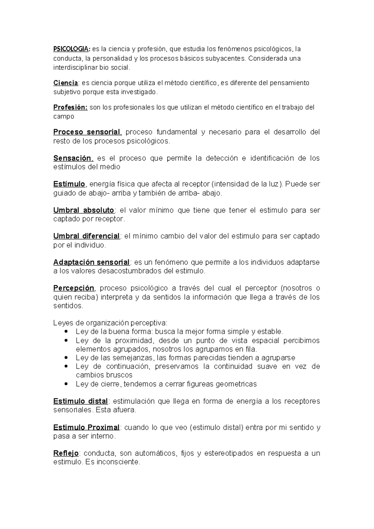 Fundamentos Resumen 1 - PSICOLOGIA: es la ciencia y profesión, que ...