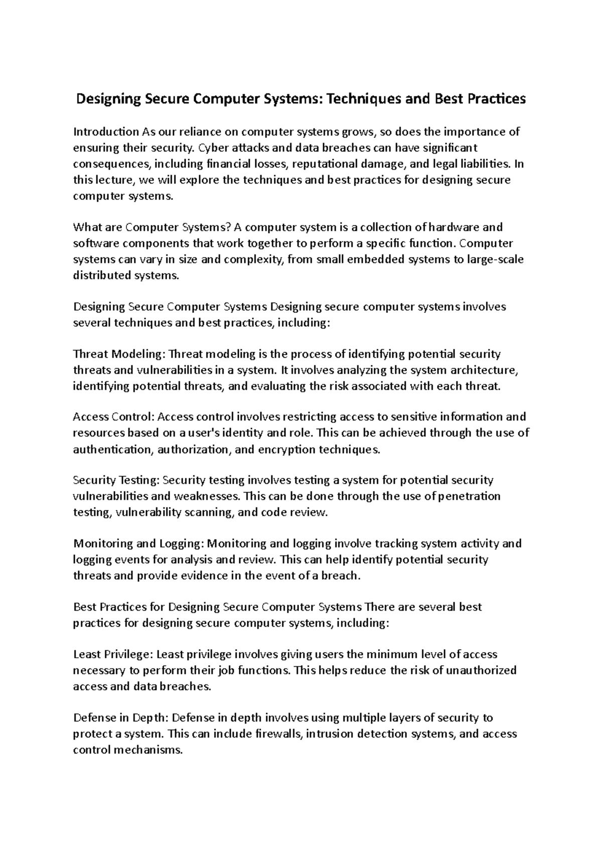 Designing Secure Computer Systems Techniques And Best Practices Designing Secure Computer