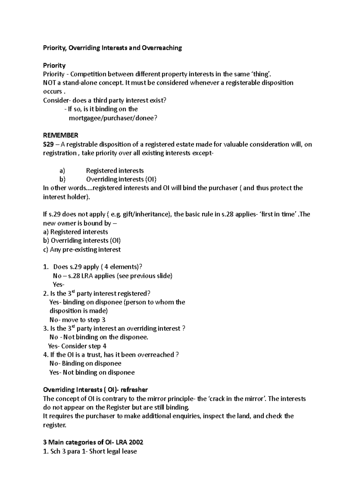 Priority, overriding interests and overreaching - Priority, Overriding ...