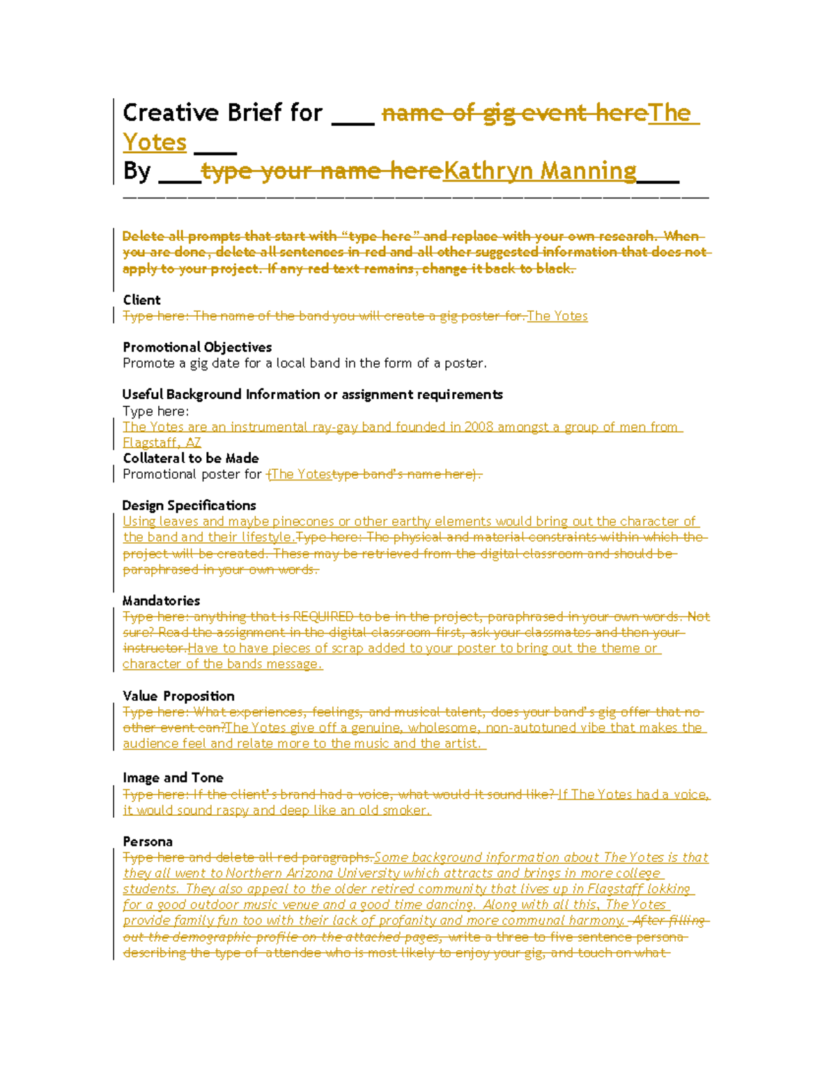 Creative Brief for Gig Poster Tomodify - Creative Brief for ___ name of ...